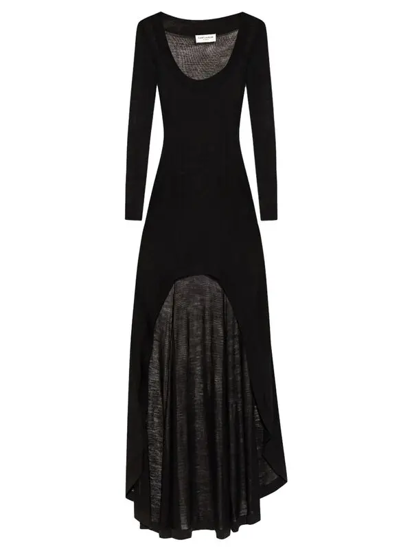 Saint Laurent Wool Long Dress - Black