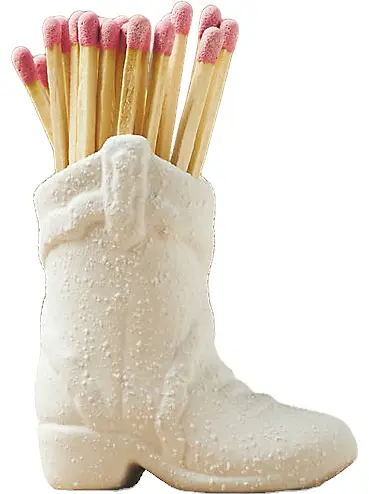 PADDYWAX Nashville Ceramic Cowboy Boot Match Holder - White