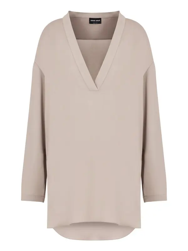 Giorgio Armani Blouse In Triple Silk Georgette - Beige