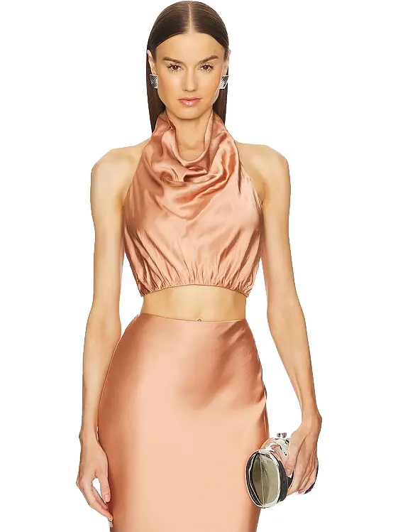 MICHAEL COSTELLO X Perla Top In Metallic - Copper