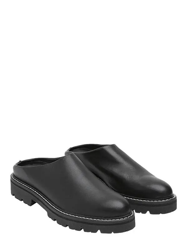 Jenni Kayne Leather Lug Mules - Black