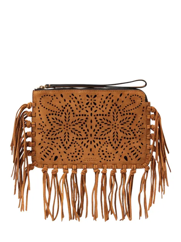 Isabel Marant Fringed Suede Clutch - Brown