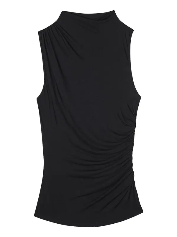 Rails Christen Ruched Mock-neck Blouse - Black
