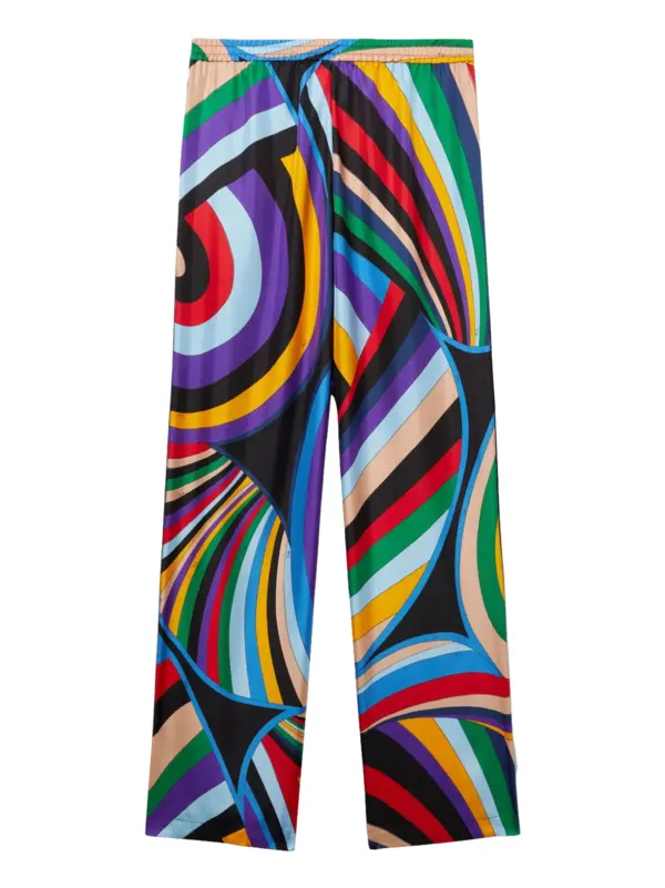 Emilio Pucci Iride-print Silk Trousers - Black