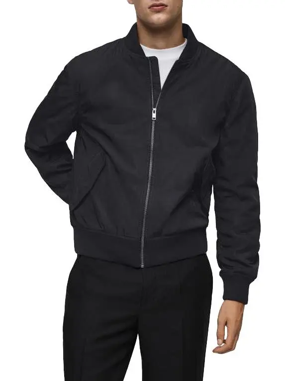 Mango Water Repellent Quilted Bomber Jacket - Dark Navy