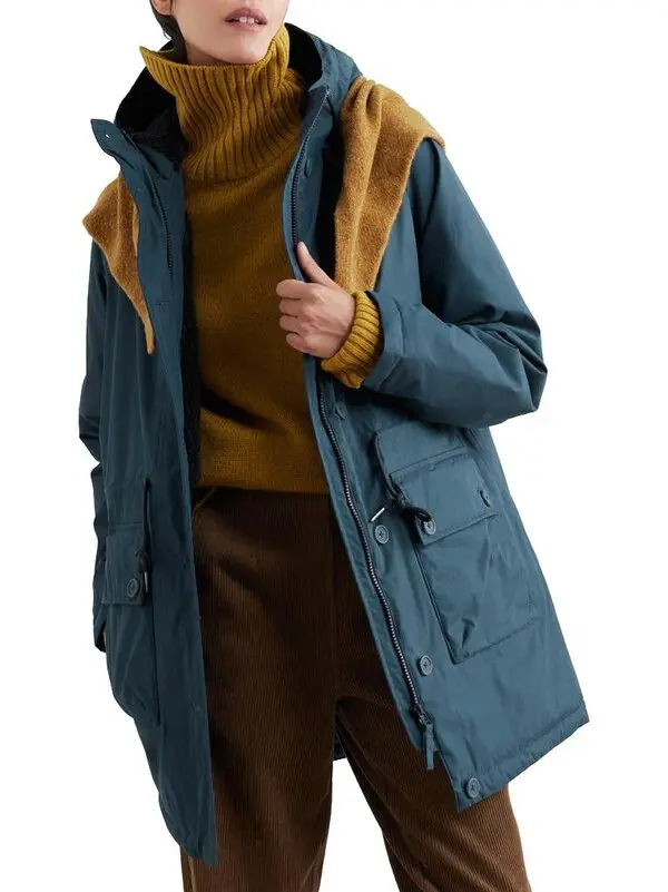 SEASALT CORNWALL Cliff Castle Waterproof Hooded Coat - Sea Storm Blue
