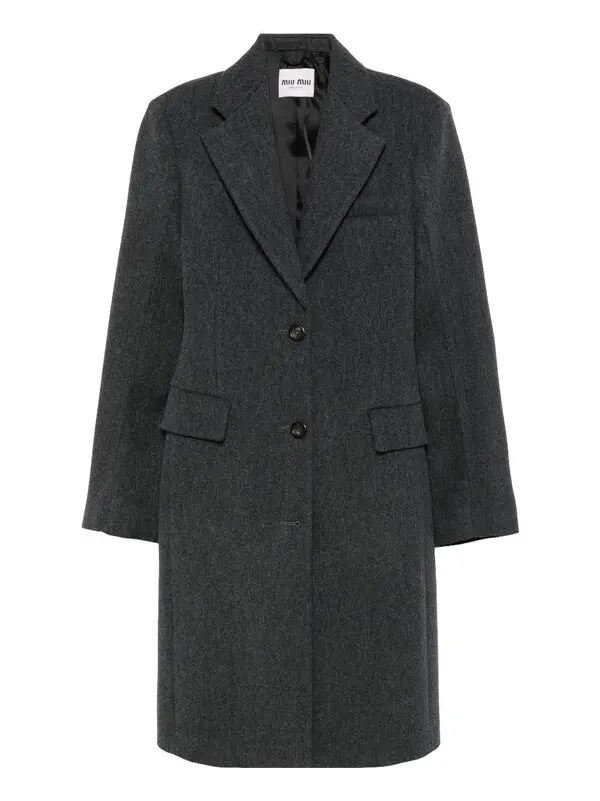 Miu Miu Virgin Wool Mélange Coat - Grey