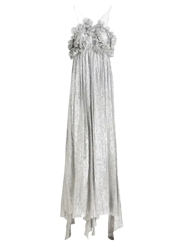 PETAR PETROV Allas Ruffled Maxi Dress - Silver