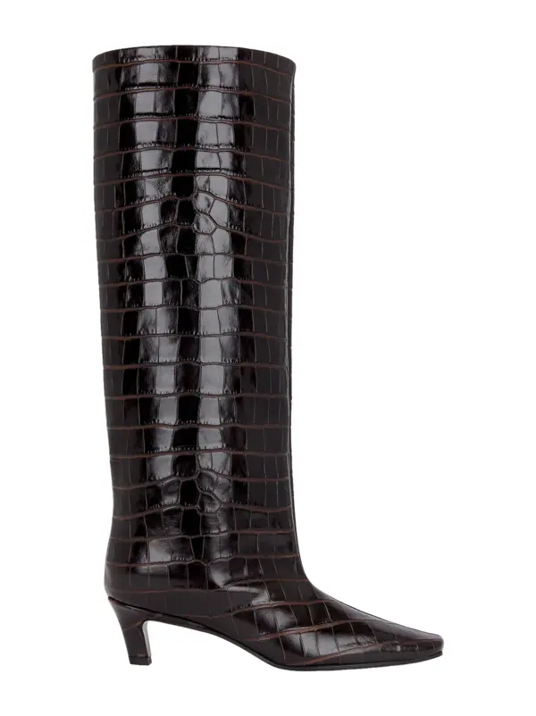 TOTÊME Wide Shaft Boots - Dark Brown Croco