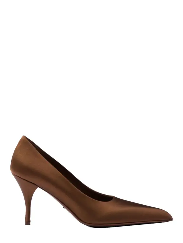 Prada 85mm Satin Pumps - Brown