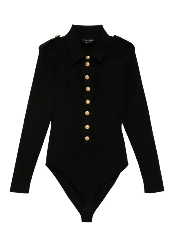 TOM FORD Ribbed Knit Bodysuit - Black