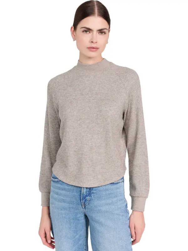 Madewell Raglan Waffle Tee - Heather Dark Carob