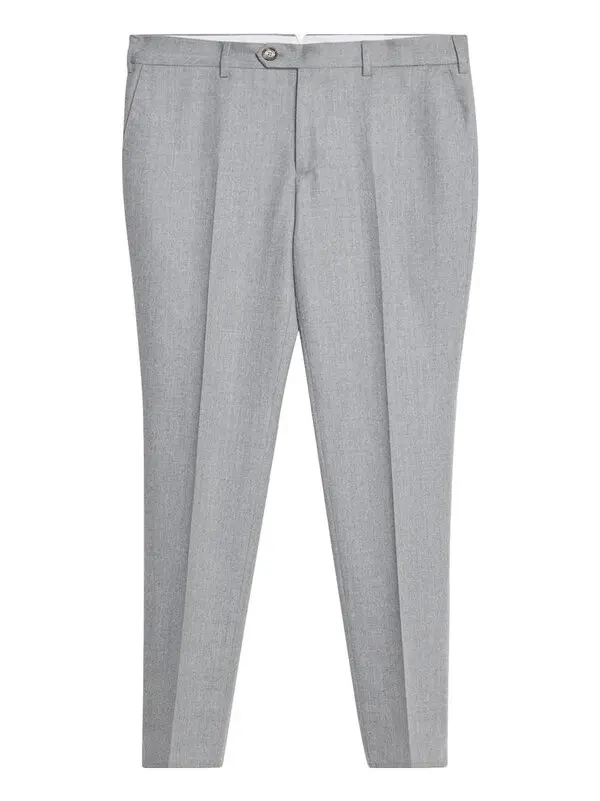 Brunello Cucinelli Wool Flannel Flat-front Pants - C272 Pearl Grey
