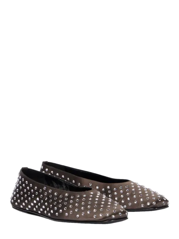 Magda Butrym Crystal-embellished Satin Ballet Flats - Brown