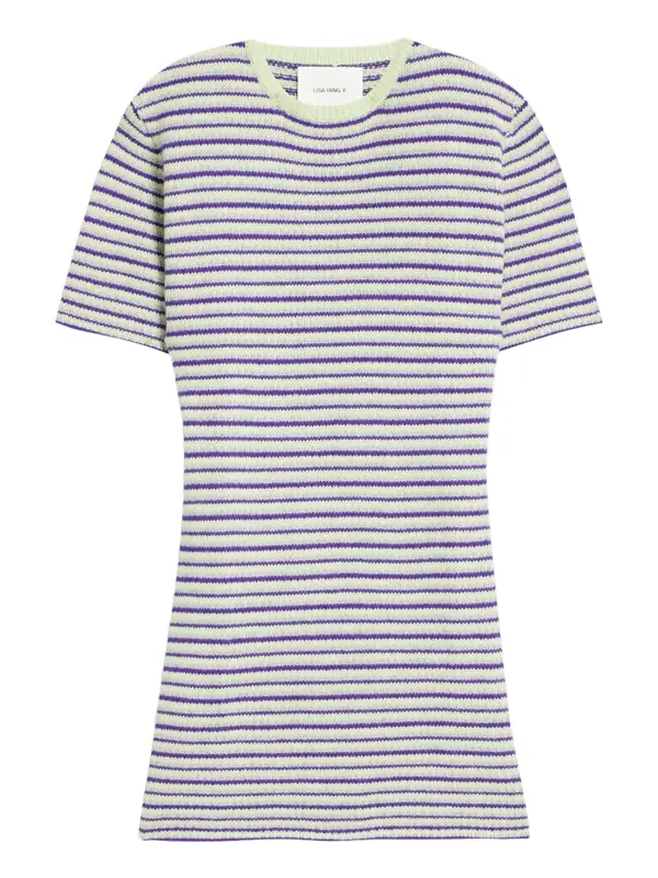 LISA YANG Kian Striped Cashmere Mini Dress - Light Green