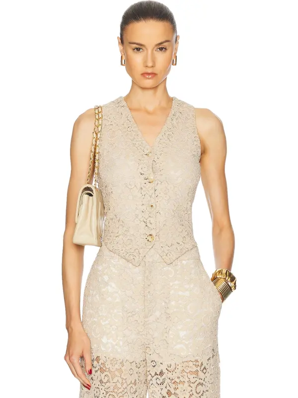 Blumarine Rebrode Lace Gilet - White Angora