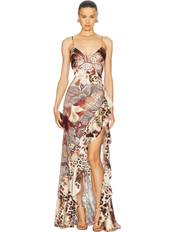 Retrofete Raelynn Silk Dress - Vintage Mixed Print