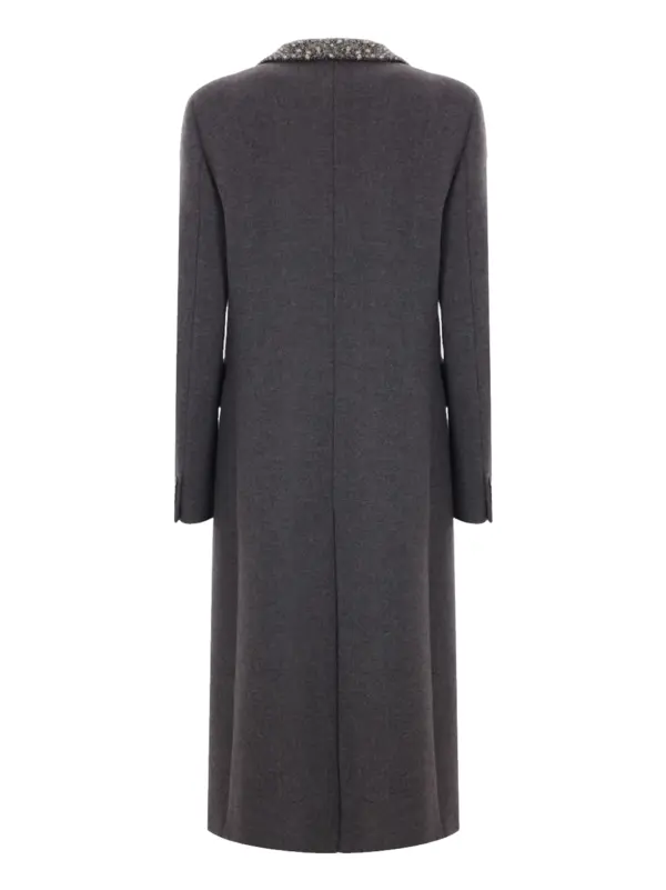 Blumarine Embroidered Double-breasted Coat - Grey