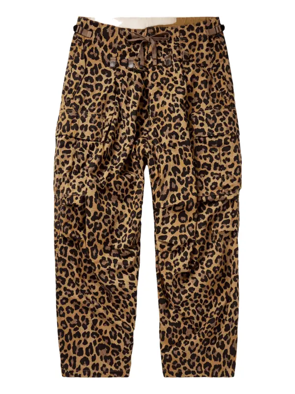 Kapital Wide-leg Leopard-print Herringbone Cotton Cargo Trousers - Animal Print