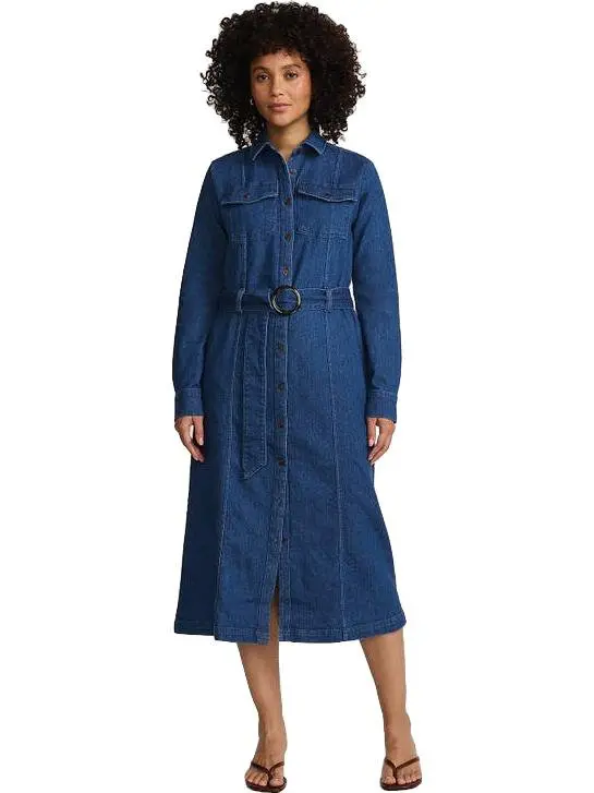 LANDS' END Soft Denim Midi Shirt Dress - Valletta Blue Wash