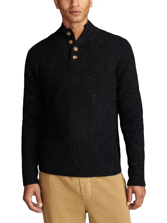 Lucky Brand Nep Half Button Sweater - Cadet Navy