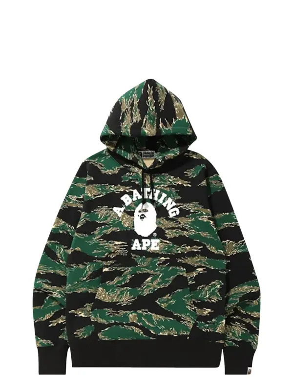 BAPE Tiger Camo College Pullover Hoodie - Green