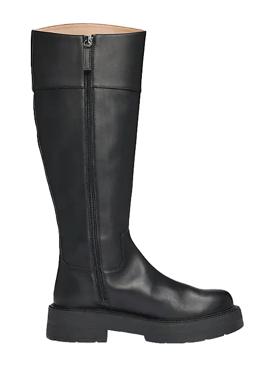 Hugo Boss Padded Double-b Monogram Knee-high Leather Boots - Black