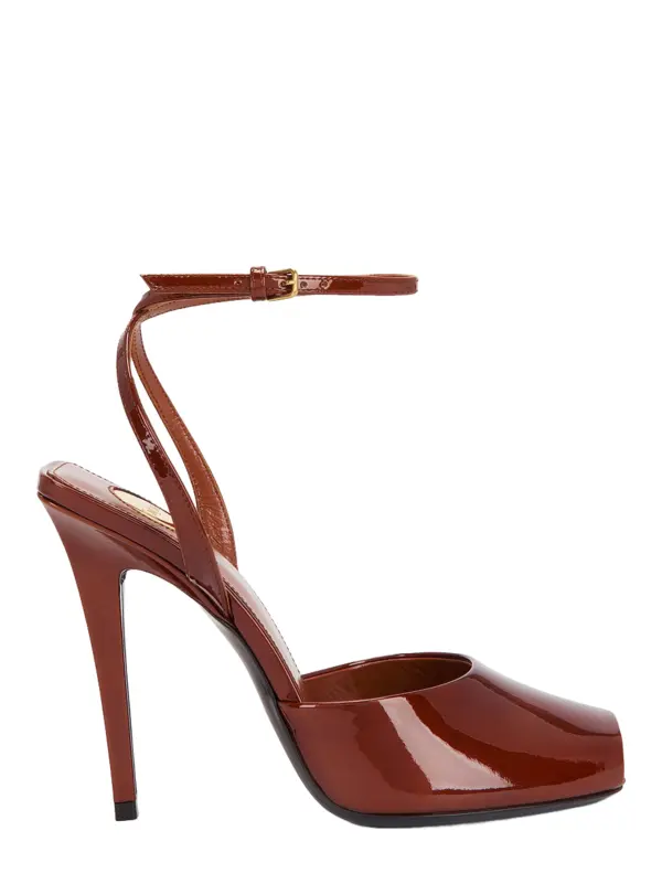Saint Laurent Orhand Peep Toe Pumps - Fluffy Chataigne