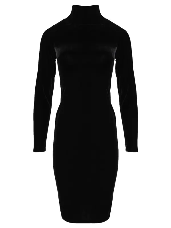 AMIR SLAMA High-neck Velvet Dress - Black