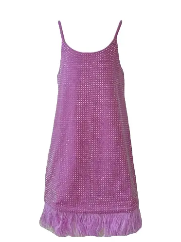 LOLA + THE BOYS Crystal Feather Dress - Lavender