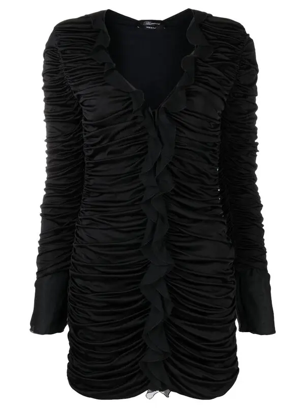 Blumarine Plisse Jersey Short Dress - Black