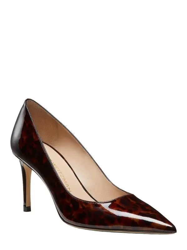 STUART WEITZMAN Power 75 Pointed Toe Pump - Dark Brown