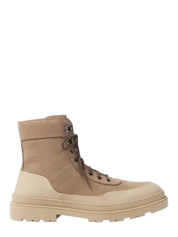 Brunello Cucinelli Leather Lace-up Boots - Beige
