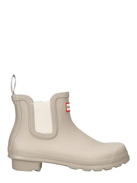 Hunter Original Logo-print Rubber Chelsea Ankle Boots - Bone