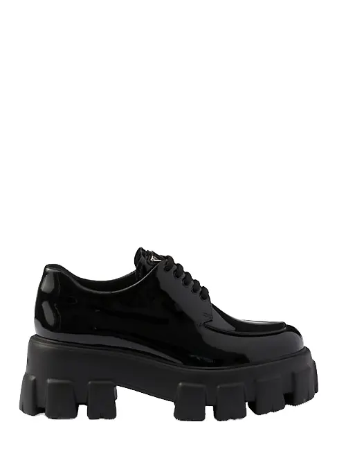 Prada Monolith Lace-up Loafers - Black