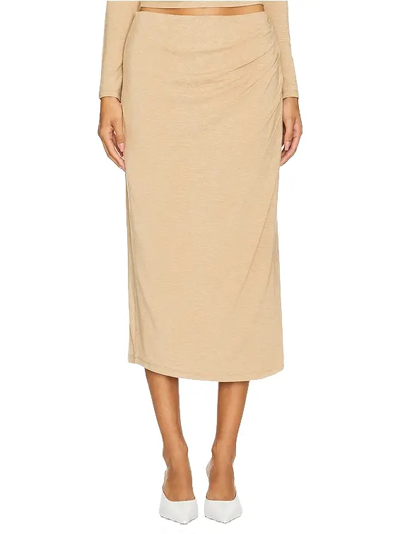 Vince Side Drape Midi Skirt - Cashew