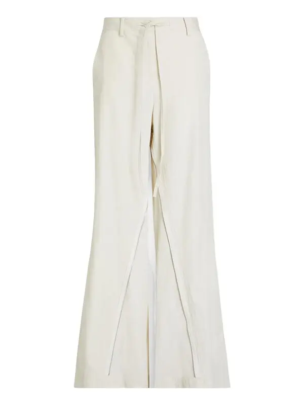 Helmut Lang Cotton-blend Twill Wide-leg Pants - Ivory