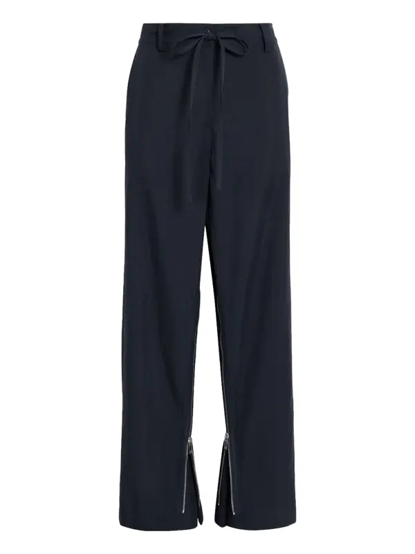 Helmut Lang Cotton-blend Twill Wide-leg Pants - Navy