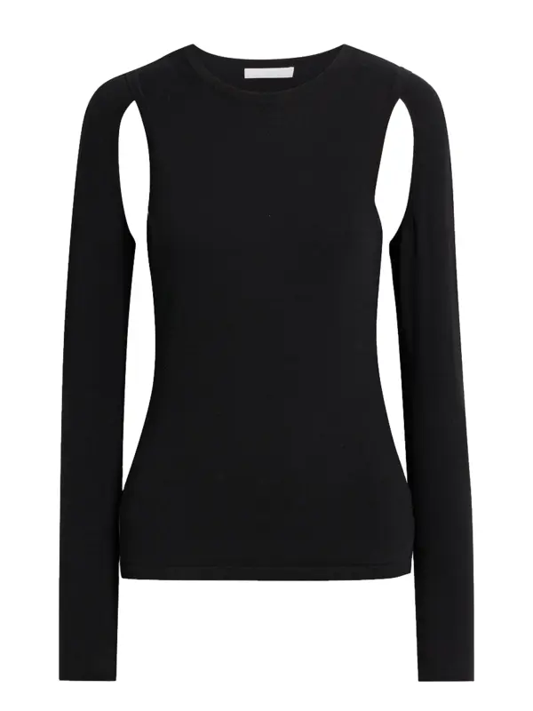 Helmut Lang Cutout Cotton-blend Jersey Top - Black