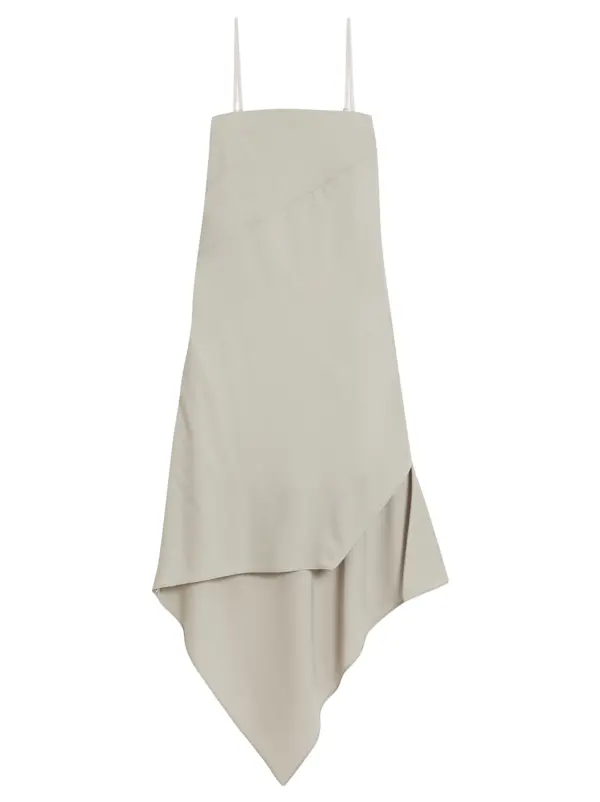 Helmut Lang Asymmetric Wool-twill Dress - Stone