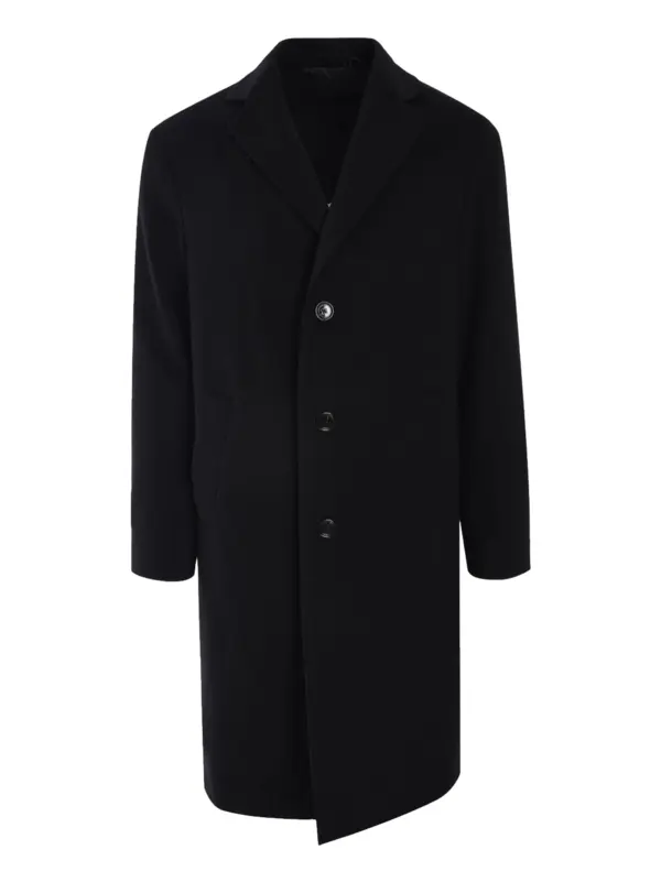 LARDINI Single-breasted Wool Coat - Black