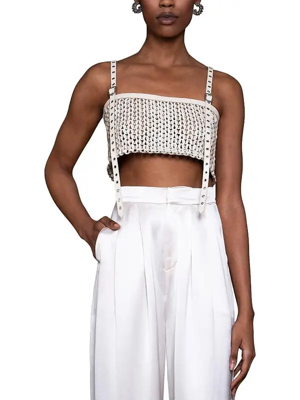 NONCHALANT LABEL Leather Tank Crop Top - Crema