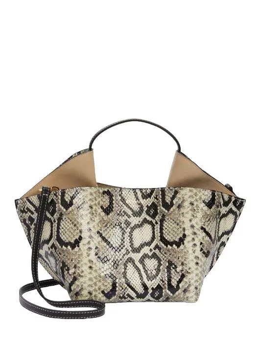REE PROJECTS Mini Ann Snakeskin Embossed Leather Tote - Python Black