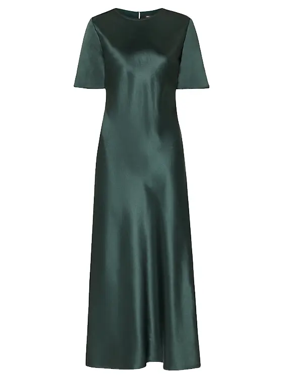 Whistles Avery Twist-design Satin Midi Dress - Dark Green