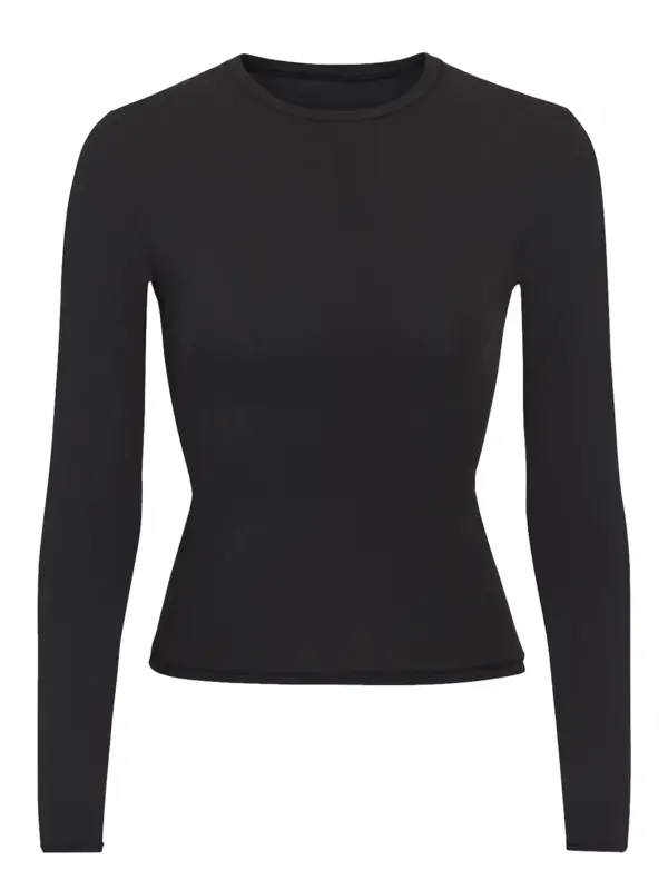 SKIMS Fits Everybody Long-sleeve Crewneck T-shirt - Onyx