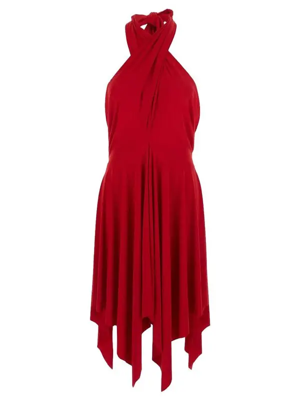 Norma Kamali Draped Dress With Asymmetrical Hem - Red