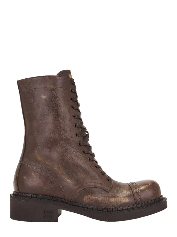 Miu Miu Combat Boots - Cacao