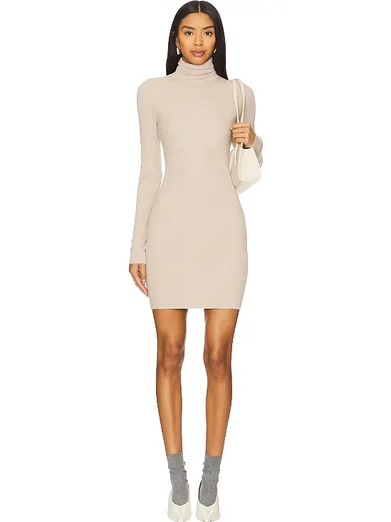 Enza Costa Silk Turtleneck Mini Dress - Jute