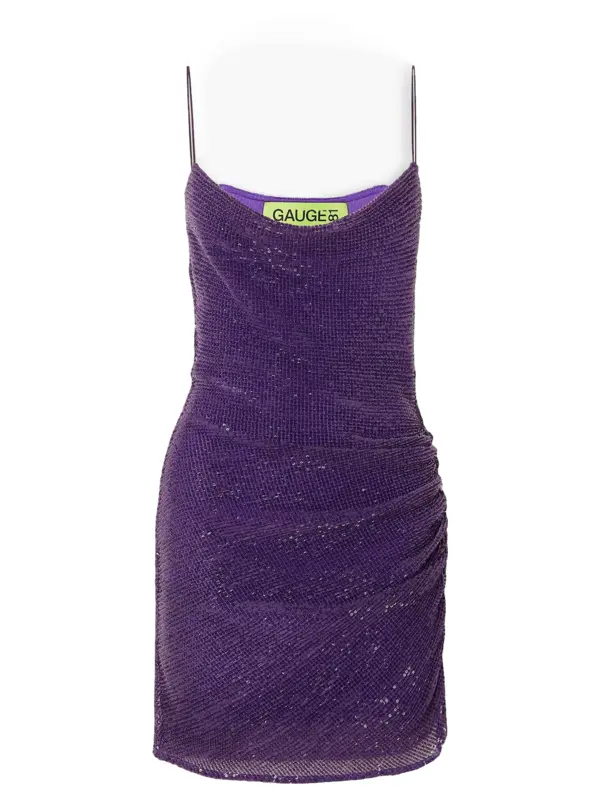 Gauge81 Perry Ruched Sequined Tulle Mini Dress - Purple