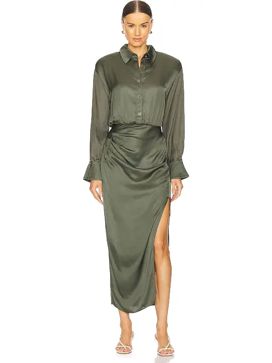 Astr The Label Elizabello Dress - Moss